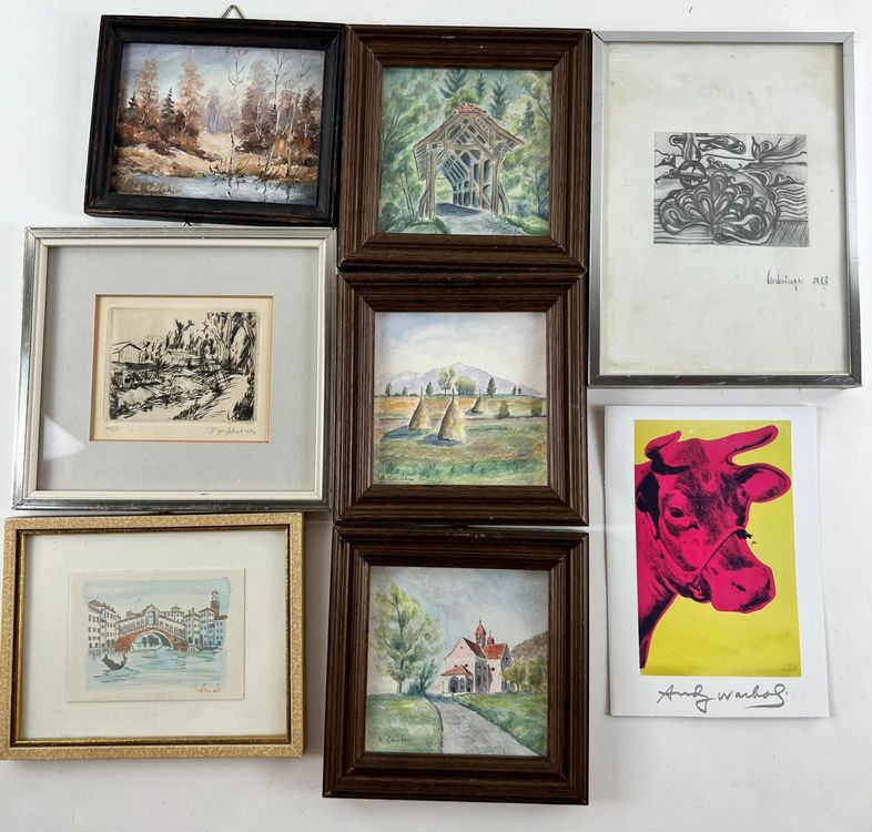 8X Verschiedene Bild (litho,Gemalde,Radierung,Aquarell) | Kaufen auf Ricardo