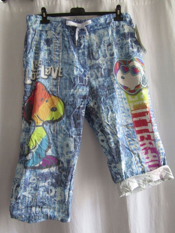 Gr. 50/60, Crash-Stretch-Hose "Snoopy", Blau/bunt, 7/8 lang | Kaufen ...