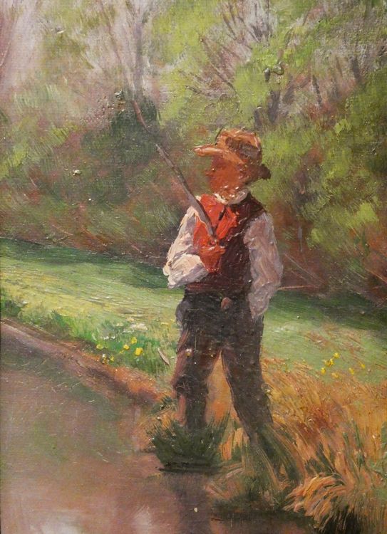 JAKOB HERZOG 1867-1959, Selbstportrait als Angler | Kaufen auf Ricardo