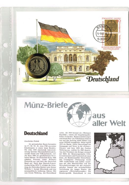 Deutschland 1983_Münzbrief mit Beschreibung (Gebraucht) in Hombrechtikon für CHF 1.3 – mit ...
