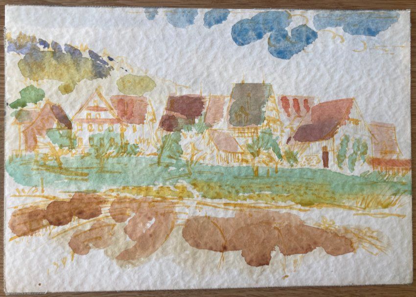 Aquarell Häuser Szene, signiert Hans Wullschleger (ID b4030) (Gebraucht) in Gelterfingen für CHF ...