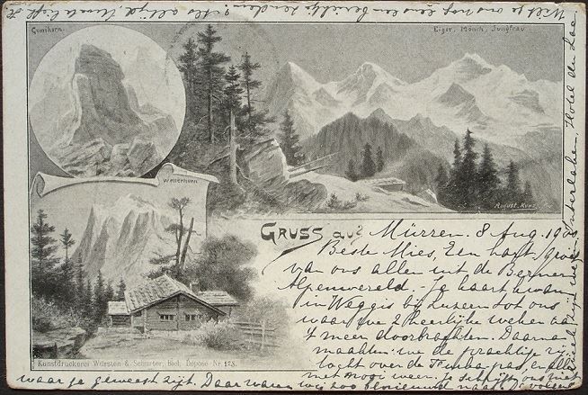 3-Bild LITHO Gruss aus MÜRREN signiert Künstler August Kunz (D'occasion ...