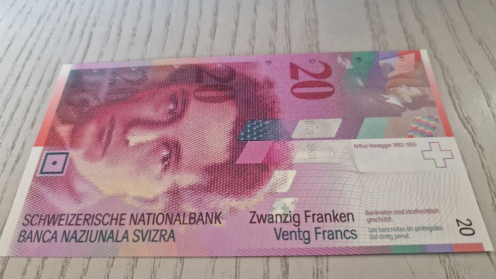 Schweizer Zwanzig-Franken-Note, neuste Serie, 1994 (Neu und ...