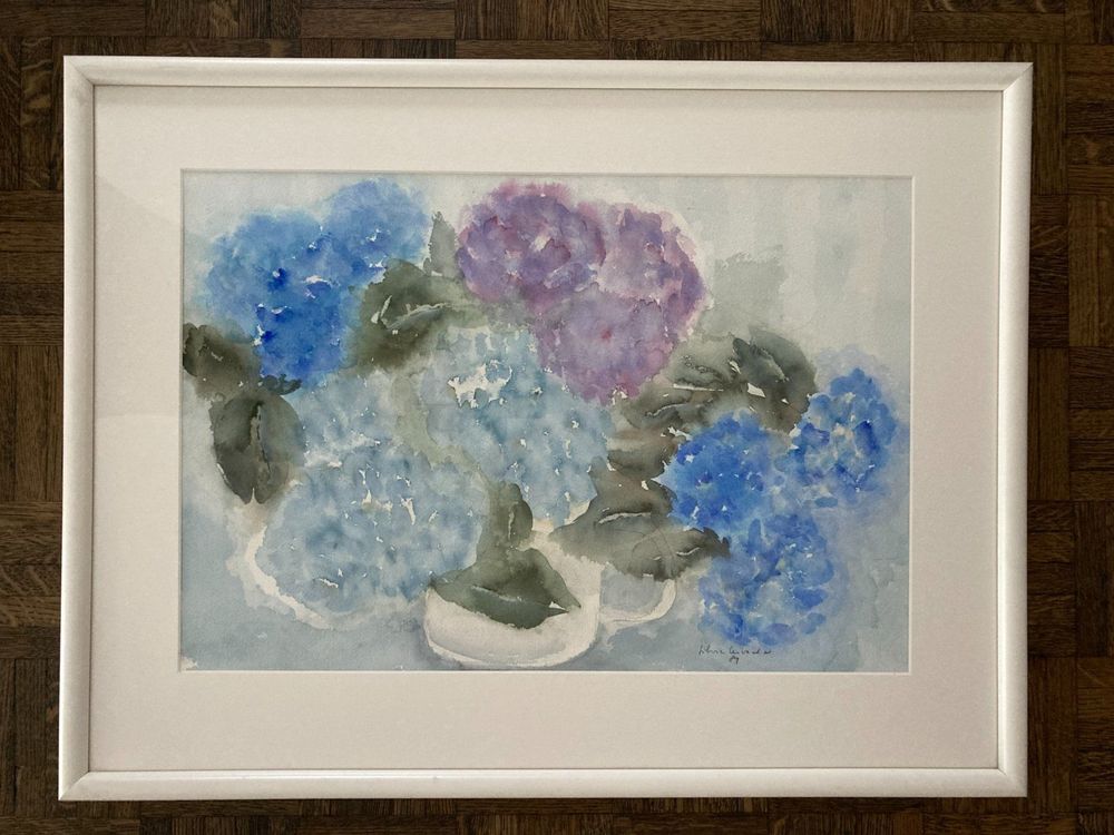 GEMÄLDE AQUARELL SIGNIERT 1989 HORTENSIEN (Gebraucht) in Subingen für CHF 9 – nur Abholung auf ...