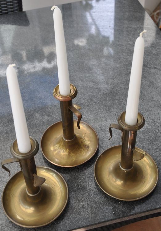 Kerzenständer, 3 Stück im Set inkl. Kerzen, Messing, antik! (Gebraucht) in Muttenz für CHF 39 ...