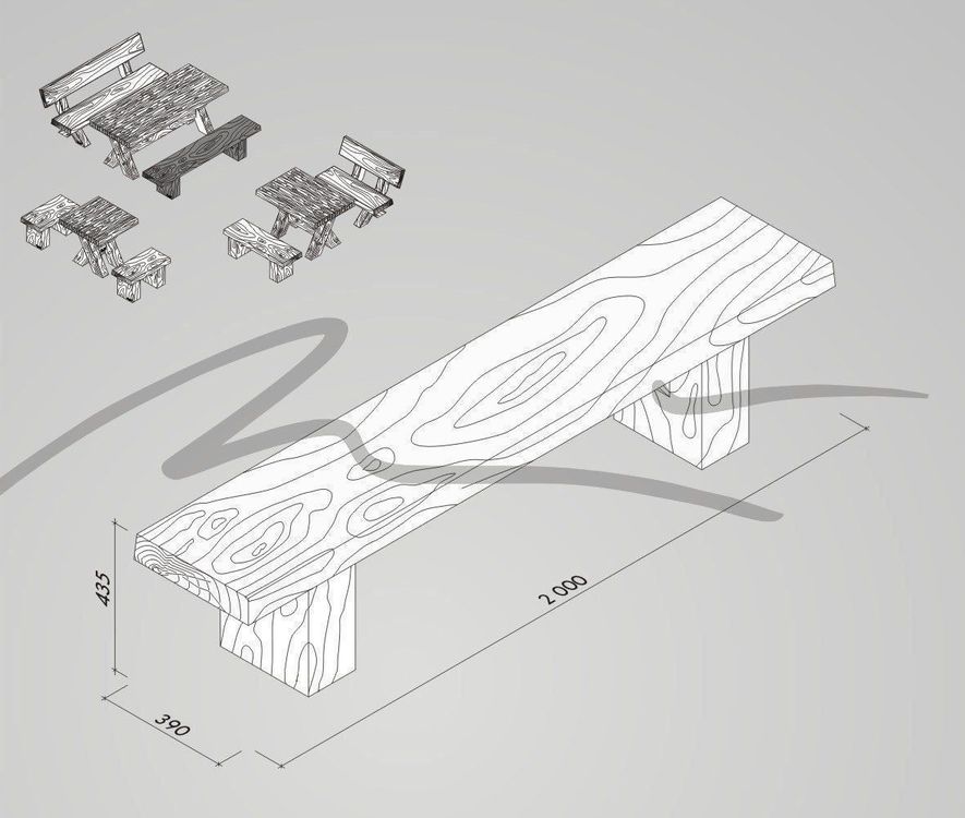 Beton-Bank 200 cm mit Holzstruktur (Neu (gemäss Beschreibung)) in ...