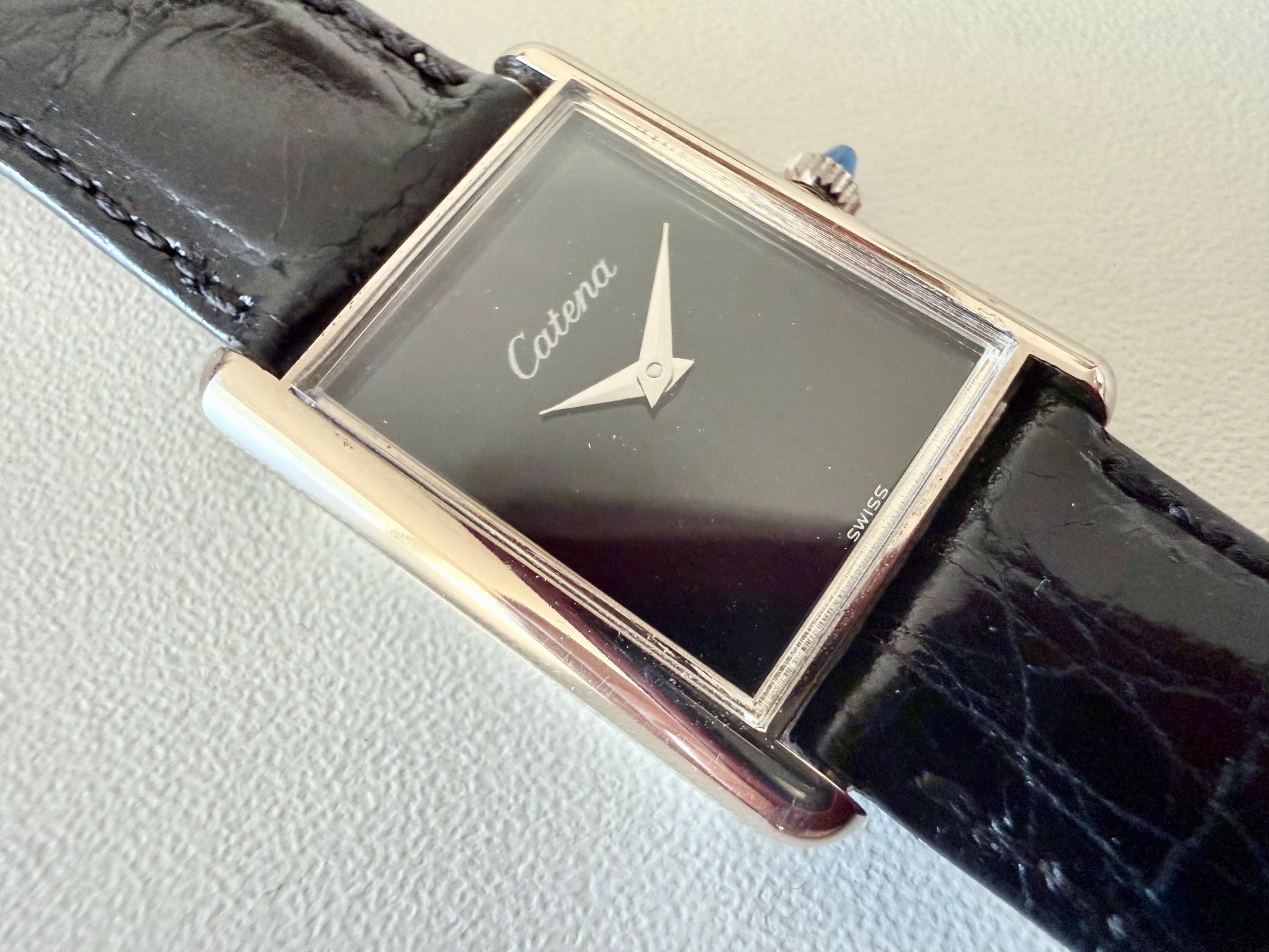 CATENA "Tank" type, MEDIUM, Plaqué or blanc,Mechanical,Swiss (Neuf avec ...