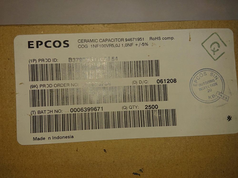 Vielschichtkond. 1nF 100V NP0 5% RM2.5 - B37979-G1102-J54 (Neu (gemäss Beschreibung)) in ...