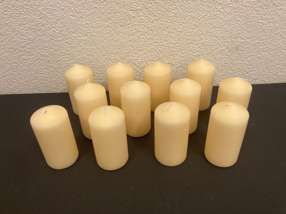 Kerzen Paket, 12 Stück a je ca. 12 x 6 x 6 cm, creme (Neu (gemäss ...