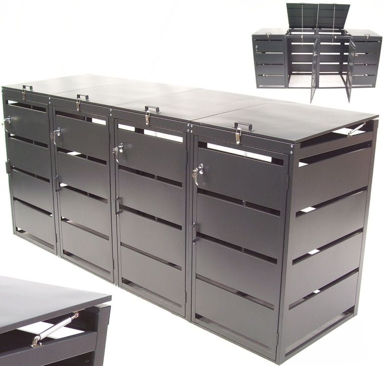 57062 - Mülltonnenbox 4er 240L Box für Mülltonnen (Neu und ...