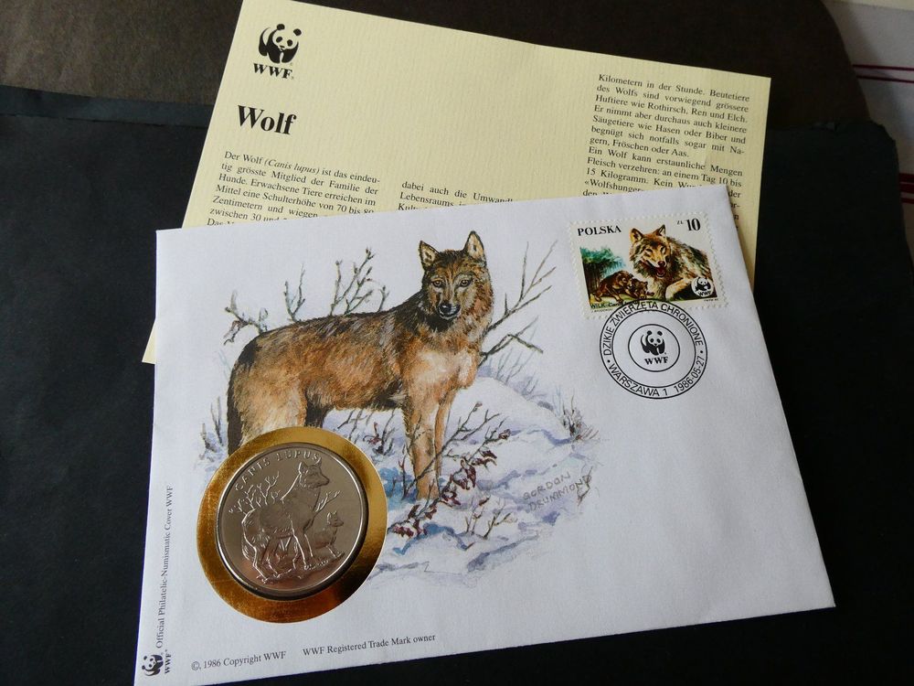 WWF-Medaille PP, Wolf - Münzbrief mit Beschrieb | Kaufen auf Ricardo