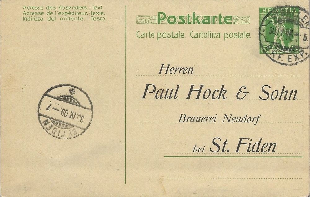 Bestellg. a. Paul Hock & Sohn Brauerei Neudorf bei St. Fiden (Gebraucht ...
