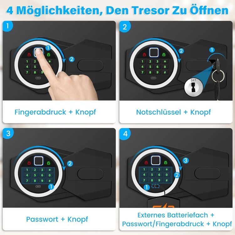 Tresor Safe Geldschrank mit Fingerabdruck Feuerfest Luxus (Neu und ...