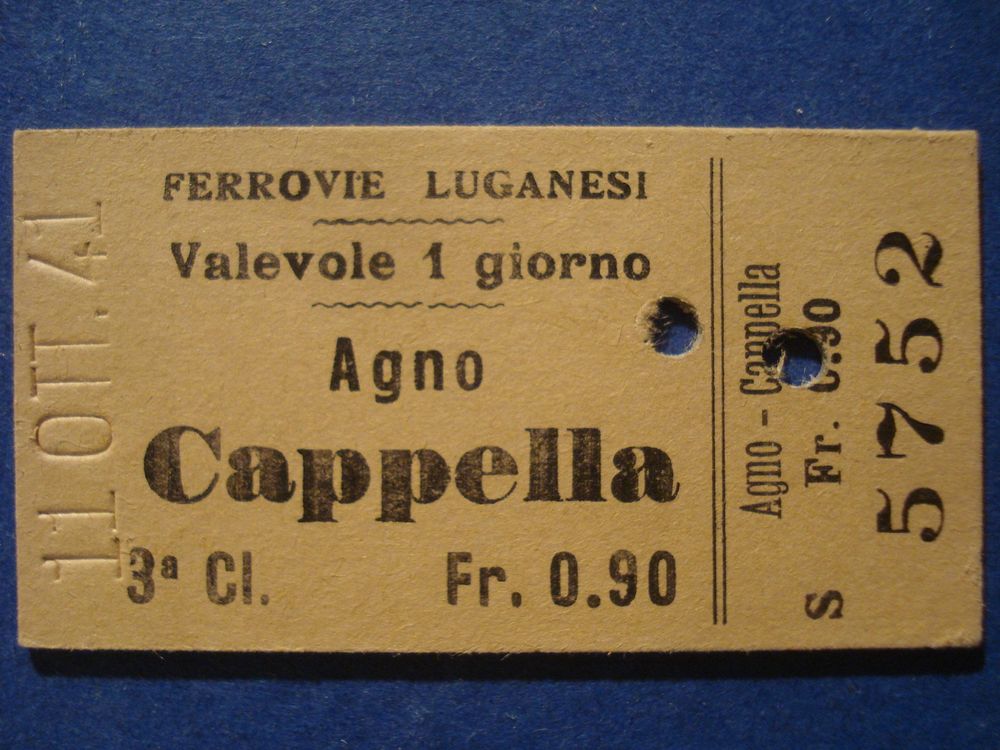 SBB - 11.10.1941 - AGNO - CAPPELLA - 3.Classe (Gebraucht) in Biel/Bienne für CHF 22 – mit ...