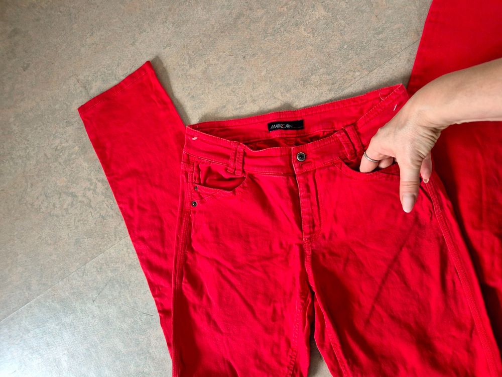 MARC CAIN JEANS HOSE N2 36 S ROT BUTTERWEICH, TOP ZU BLUSE (Gebraucht ...