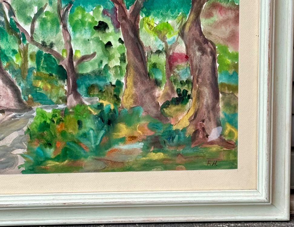 Waldlandschaft Aquarell Monogrammiert F.H. | Kaufen auf Ricardo