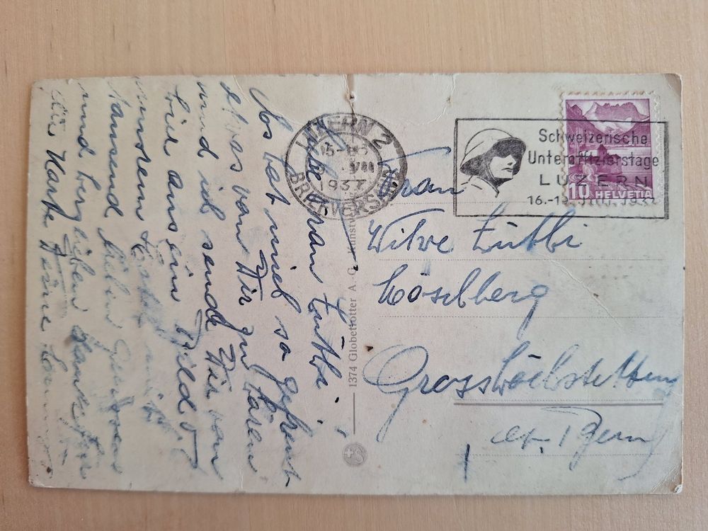Postkarte Gütsch Luzern 1937 (Gebraucht) in Taegertschi für CHF 5 – mit ...