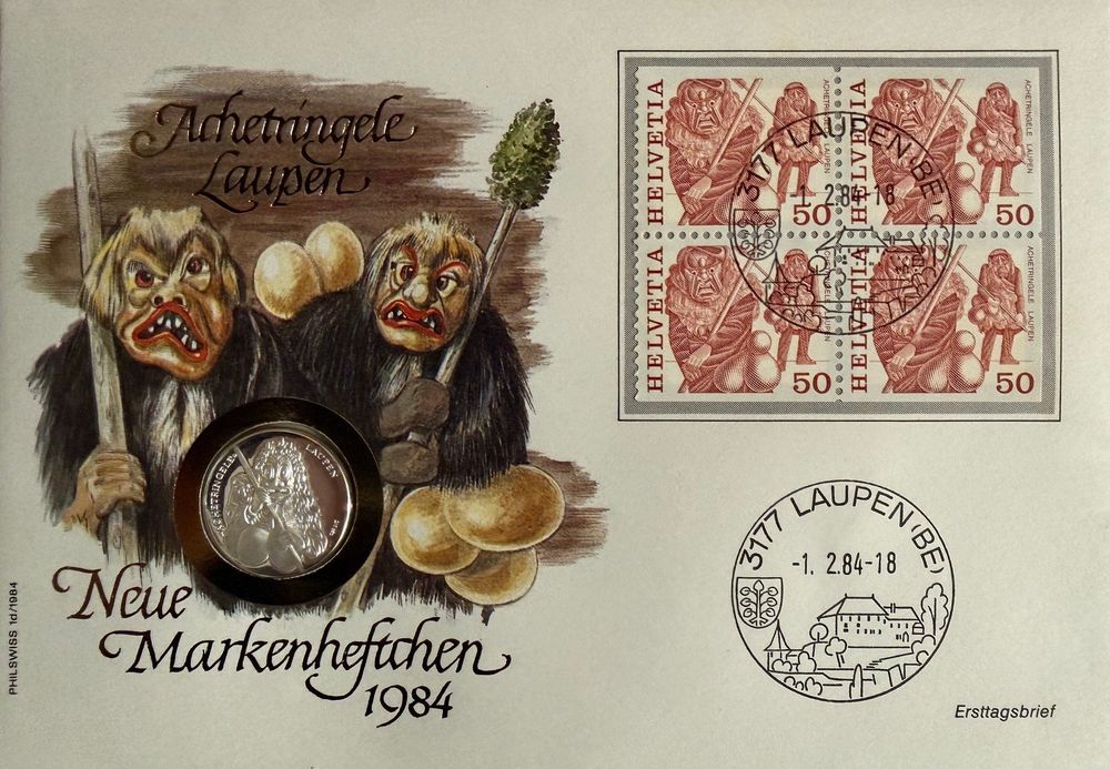 Numis Silber Briefe 1984 4x mit Silbermedaille 4 x 5 Gramm (Gebraucht ...