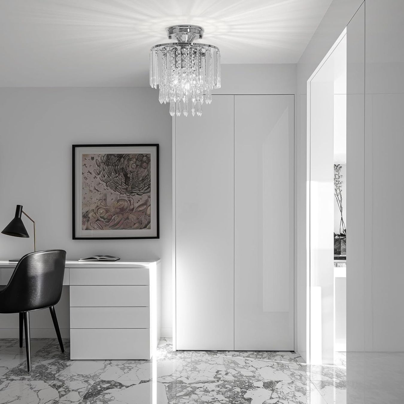 Kristall Deckenlampe und Deckenleuchte Chrom rund Ø23 cm E27 (Neu und ...