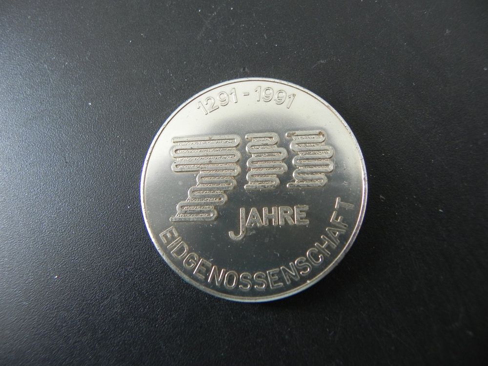 Medaille 700 Jahre Eidgenossenschaft 1291 - 1991 (Gebraucht) in Biel/Bienne für CHF 1 – mit ...