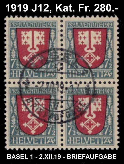 1919 Juventute J12 4er 2.XII.19 gestempelt, Kat. Fr. 280.- | Kaufen auf Ricardo