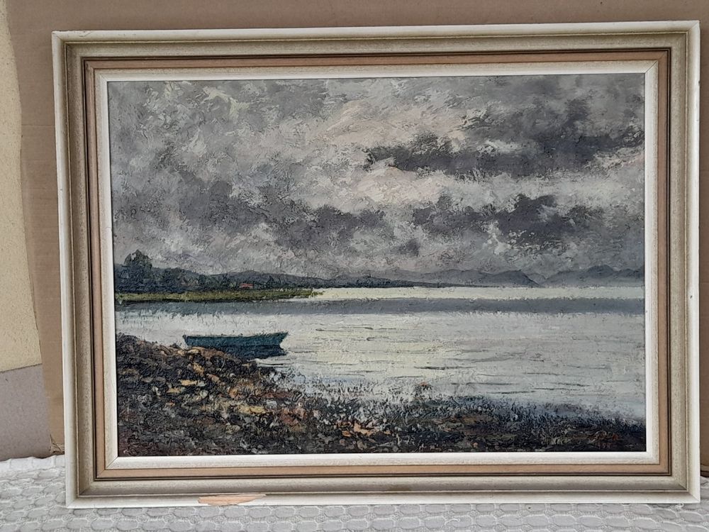 Max Clement Gemälde gross " Neuenburger Seee " Öl/Leinwand (Gebraucht ...