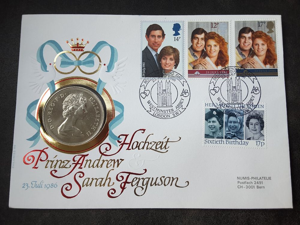 Münzbrief Hochzeit Prinz Andrew-Sarah Ferguson 1986 (Gebraucht) in ...