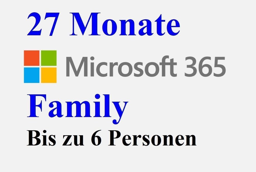 27 Monate Microsoft 365 [ 6 User ] Office Word Excel Outlook (Neu und ...