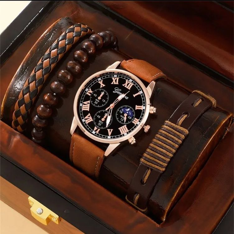 Männeruhr mit 3 Armbänder, Uhr für Männer (Neu (gemäss Beschreibung ...