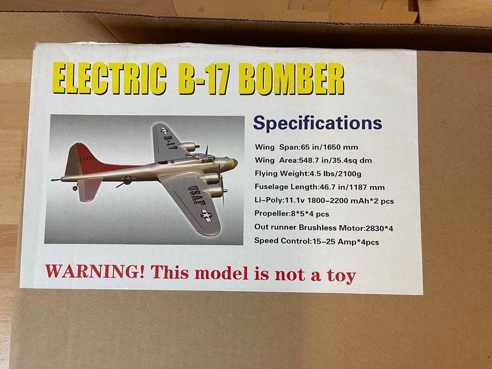 RC B-17 ARF Modell-Bausatz (Neu und originalverpackt) in Oberurnen für CHF 26 – nur Abholung auf ...