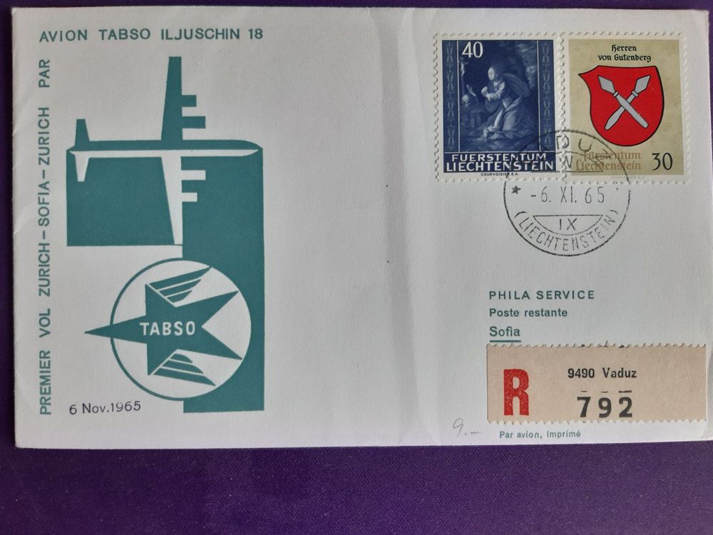 Erstflugbrief Vaduz-Zürich-Sofia von 1965!!! (Neu (gemäss Beschreibung)) in Wangs für CHF 2 ...