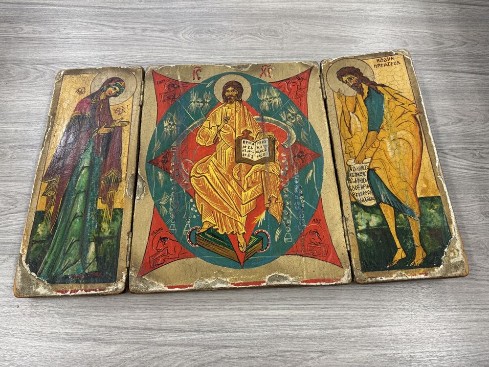 Russische Ikone, Triptychon, religiöse Malerei, Holz, alt (Gebraucht) in Möhlin für CHF 4 – mit ...