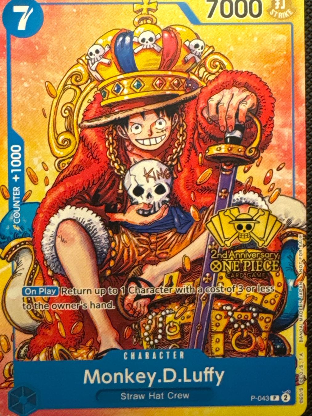 One Piece Card Game: Stamped 2nd Ann Monkey D. Luffy - P-043 (Neu ...