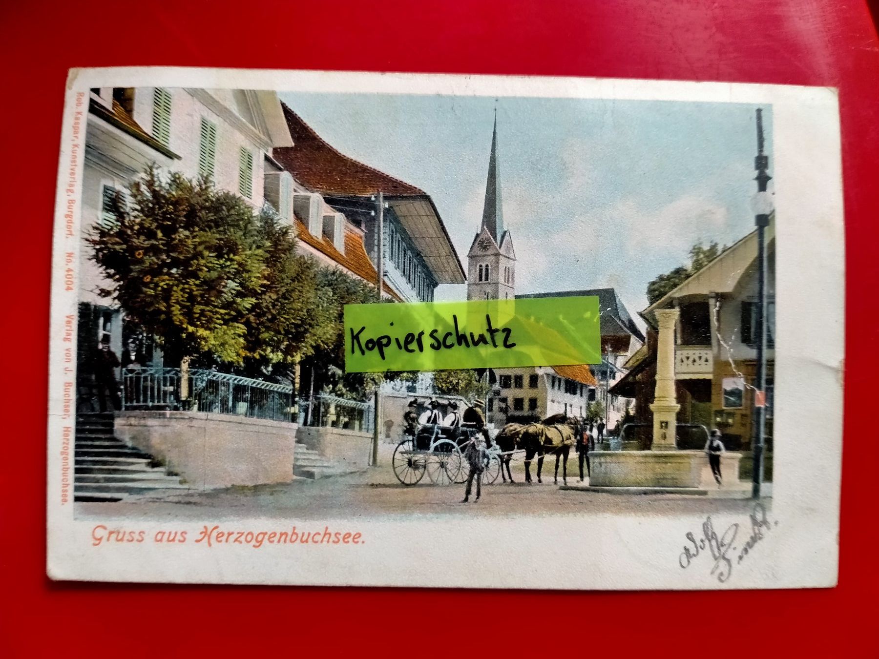 Gruss Herzogenbuchsee AK um 1902 Kutsche Pferde Bern belebt (Gebraucht ...