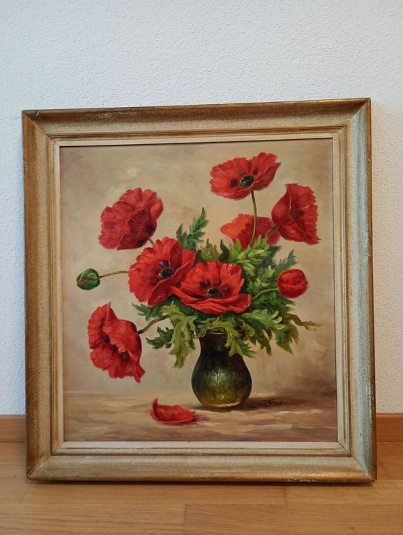 Gemalde Mohnblumen In Vase