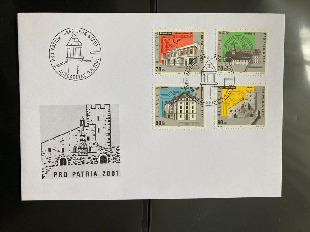 Schweiz 2001 Ersttagsbrief Satz Pro Patria Denkmäler Kultur | Kaufen auf Ricardo