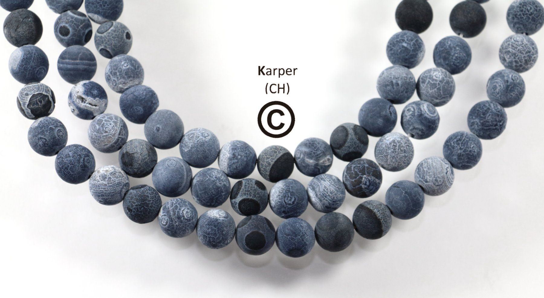 Blaue Achat Matt, Strang /Rang Agate matte, bleue, 9-10 mm (Neu und ...