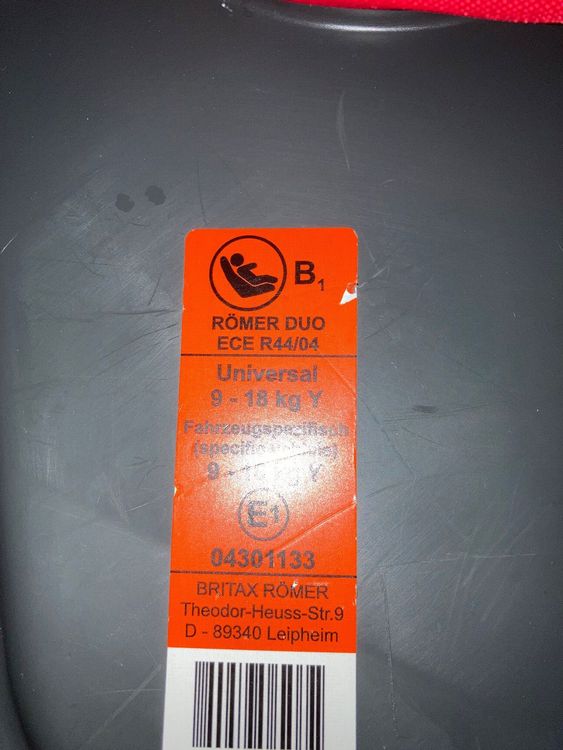 Autositz Kindersitz Römer Britax Duo Plus Isofix 9-18 Kilo (Gebraucht ...