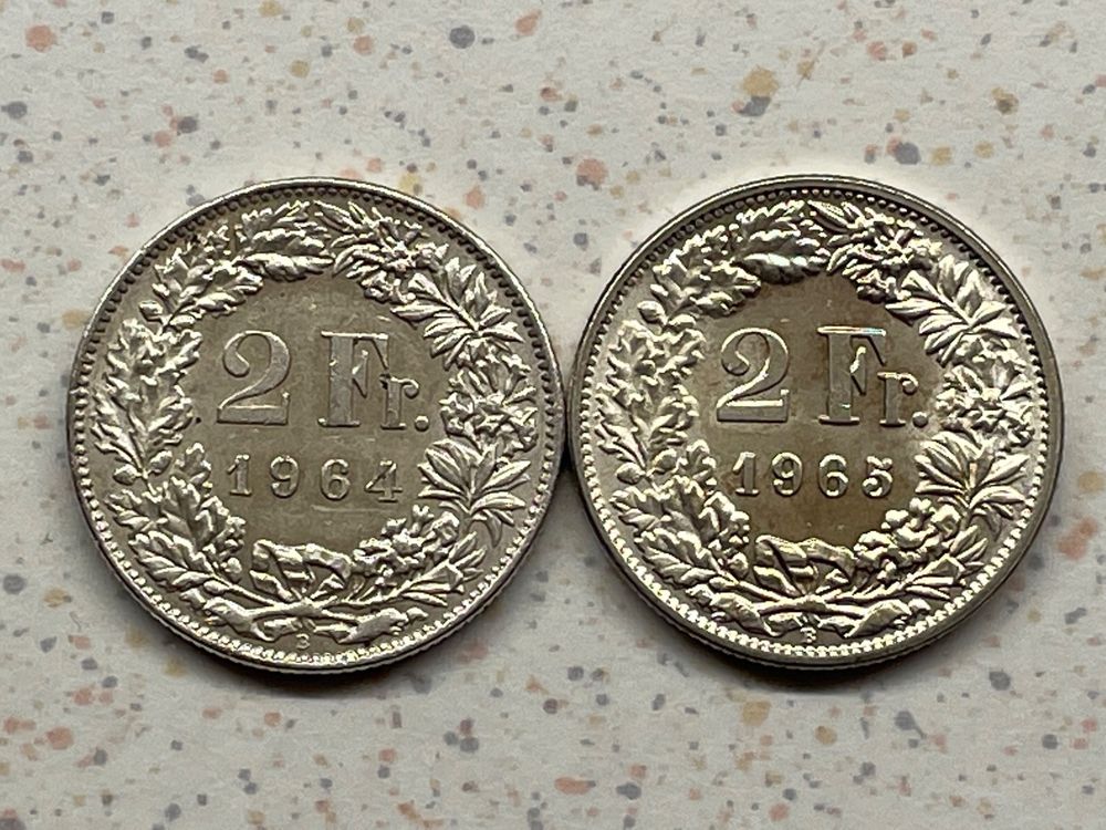 1964 und 1965 2 Franken. Silber (Gebraucht) in Winterthur für CHF 11 – mit Lieferung auf Ricardo ...