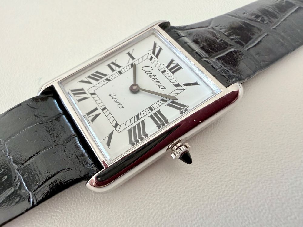 CATENA « Tank » type, LARGE, Quartz, Stainless Steel, Swiss (Neuf avec ...