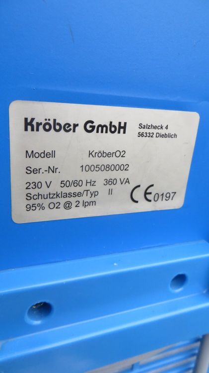 Sauerstoffgerät Kröber O2, Beatmungsger. (Gebraucht) in Herzogenbuchsee ...