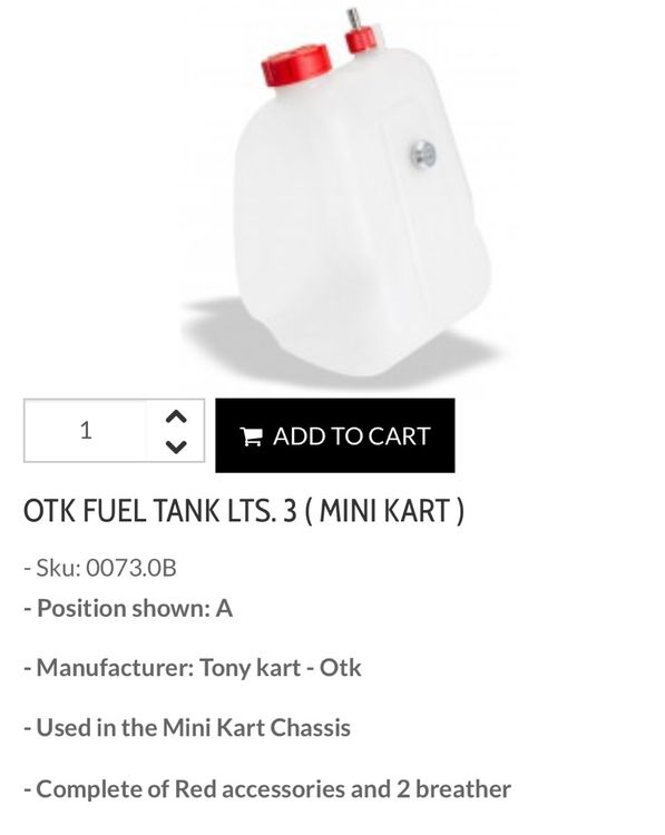 OTK MINI Kart Fuel Tank 3L (Neu und originalverpackt) in Winkel für CHF ...
