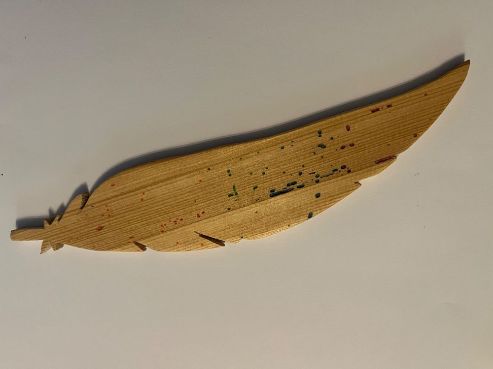 Holz Feder aus Altholz mit Farbe wie auf dem Bild (Gebraucht) in ...