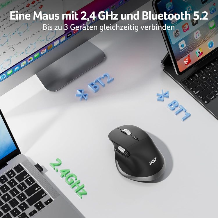 Acer Dual-Mode Maus 4800 DPI – BT & 2.4G – Ergonomisch (Neu und ...