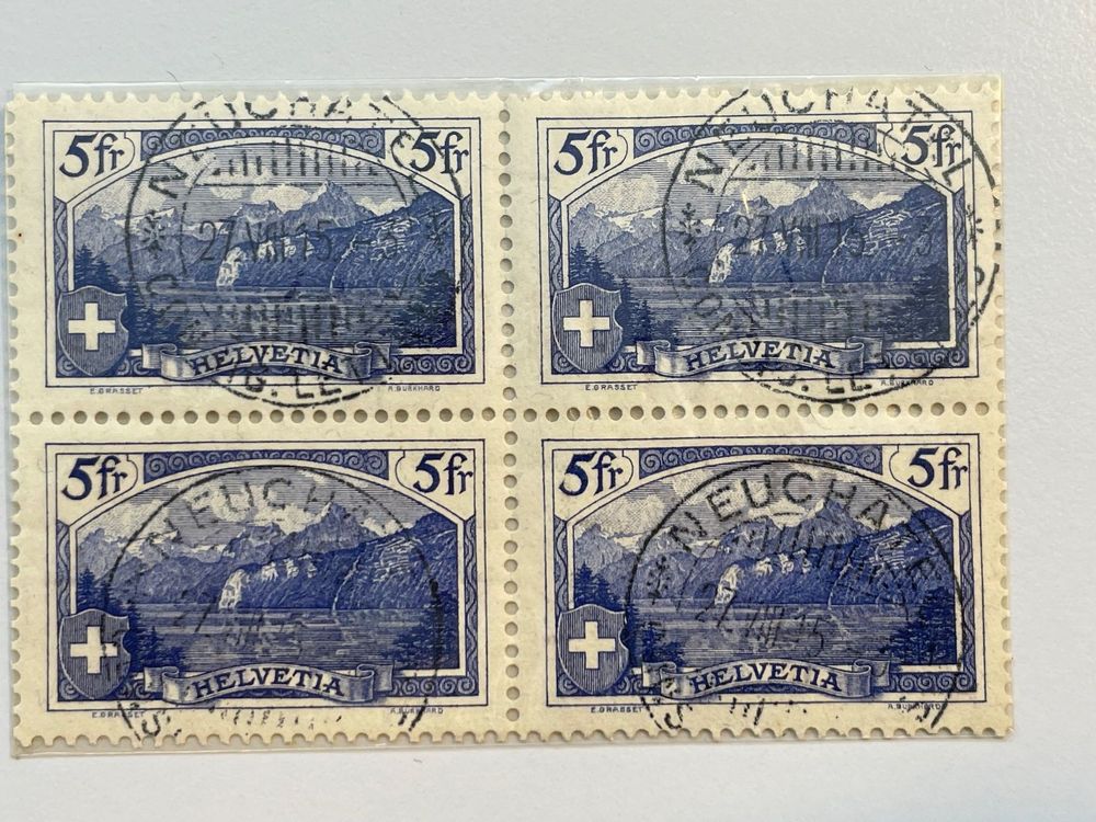 1914, 5 Fr. Landschaften "Rütli" Nr. 130 Viererblock | Kaufen auf Ricardo