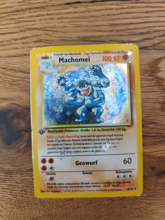 Pokemon Base Set 1. First 1st Edition Machomei holo vintage (Gebraucht) in Winterthur für CHF 7. ...