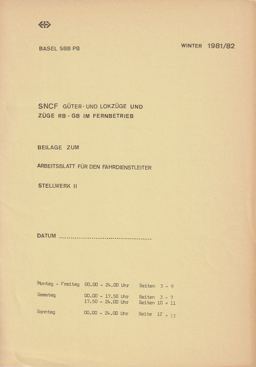 SNCF Güter- und Lokzüge Winter 1981/82, Stellwerk II, Basel (Gebraucht ...
