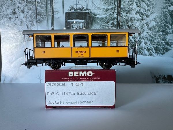 Bemo H0m; 3238 164 RhB C 114 Hist. 2-Achs PW «La Buccanada» (Neu (gemäss Beschreibung)) in Basel ...