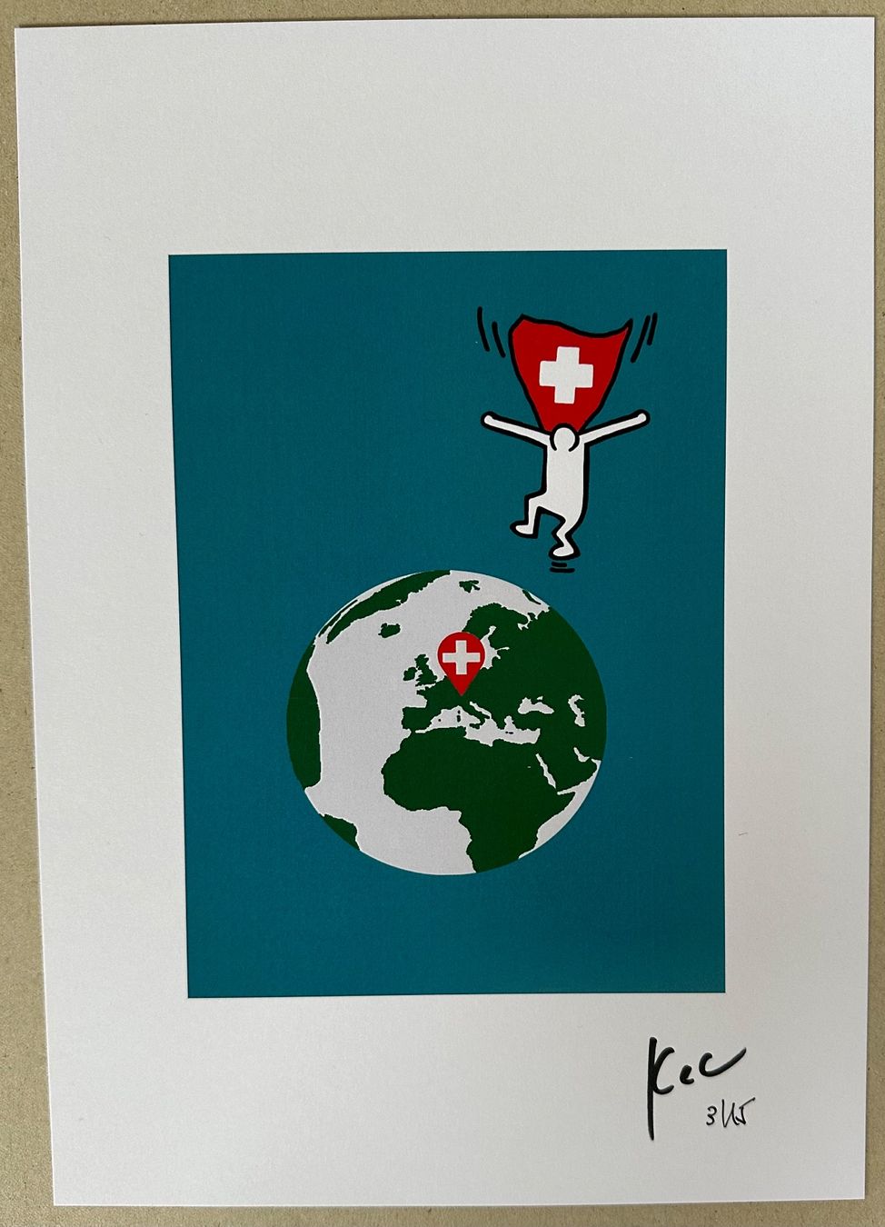KeC: Keith Haring Boy landing in Switzerland, signiert 3/15 (Neu ...