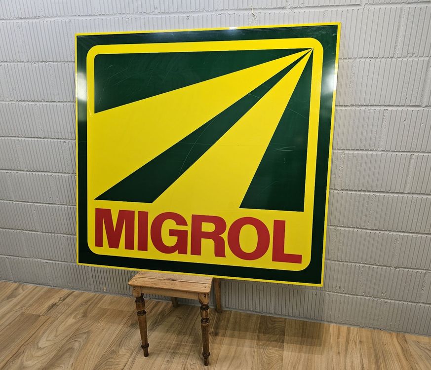 1970s Acryl MIGROL Migros Tankstellen Tafel Reklame Schild (Gebraucht ...